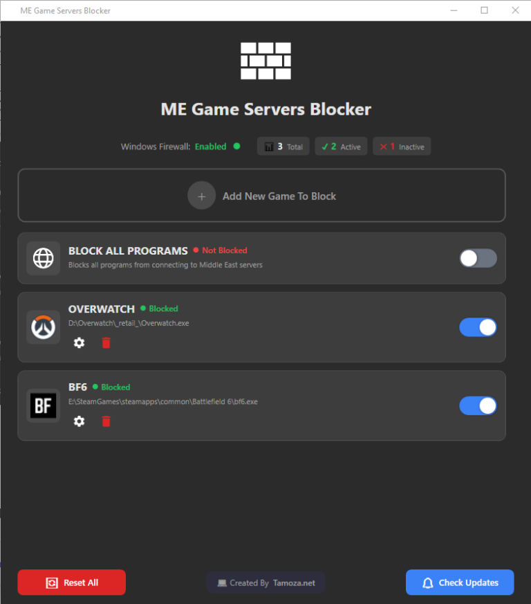 Middle East Game Servers Blocker – Tamoza